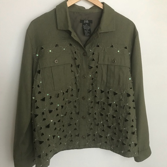 Vintage | Jackets & Coats | Evr Vintage Silk Green Jacket Large | Poshmark